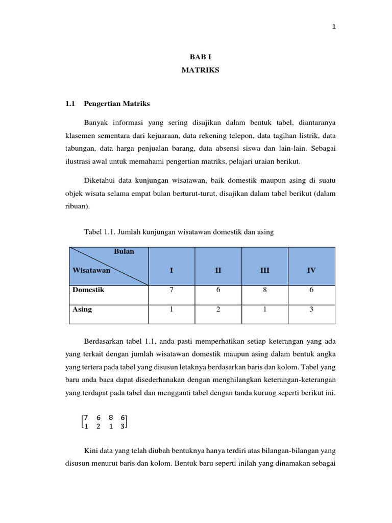 Bab I Matriks (Repaired) | PDF
