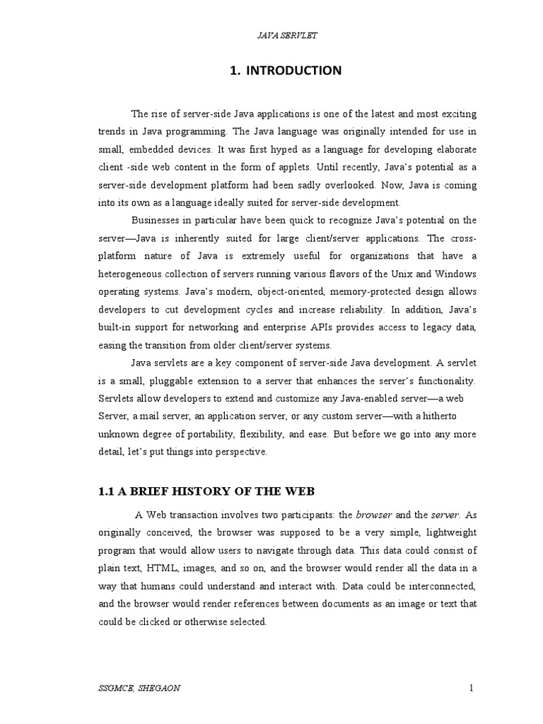 1.1 A Brief History of The Web: Java Servlet | PDF | Java Server Pages ...