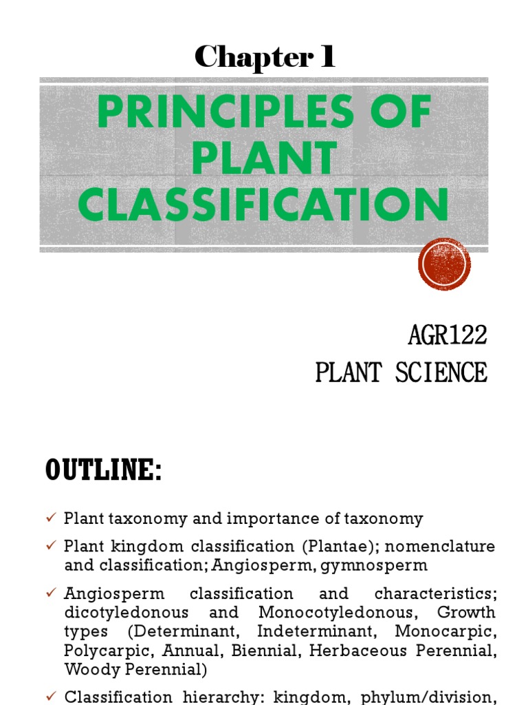 CHAPTER 1 Plant Classification Principles | PDF | Taxonomy (Biology ...