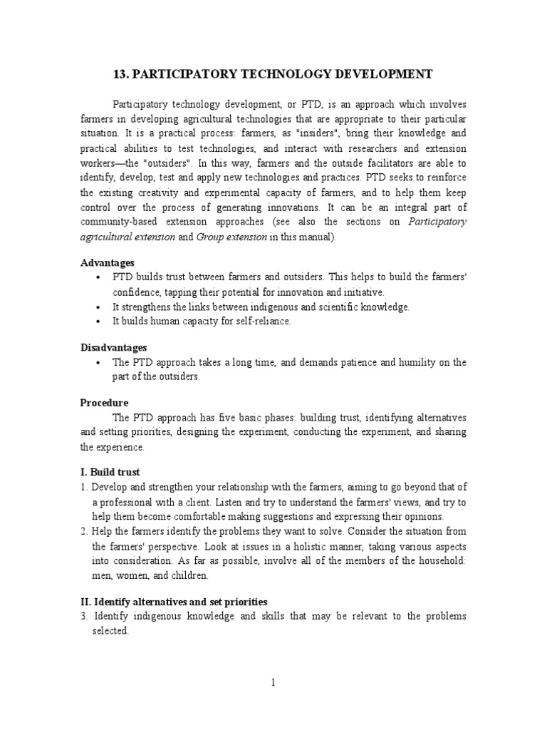 Participatory Technology Development | PDF | Goal | Cooperative
