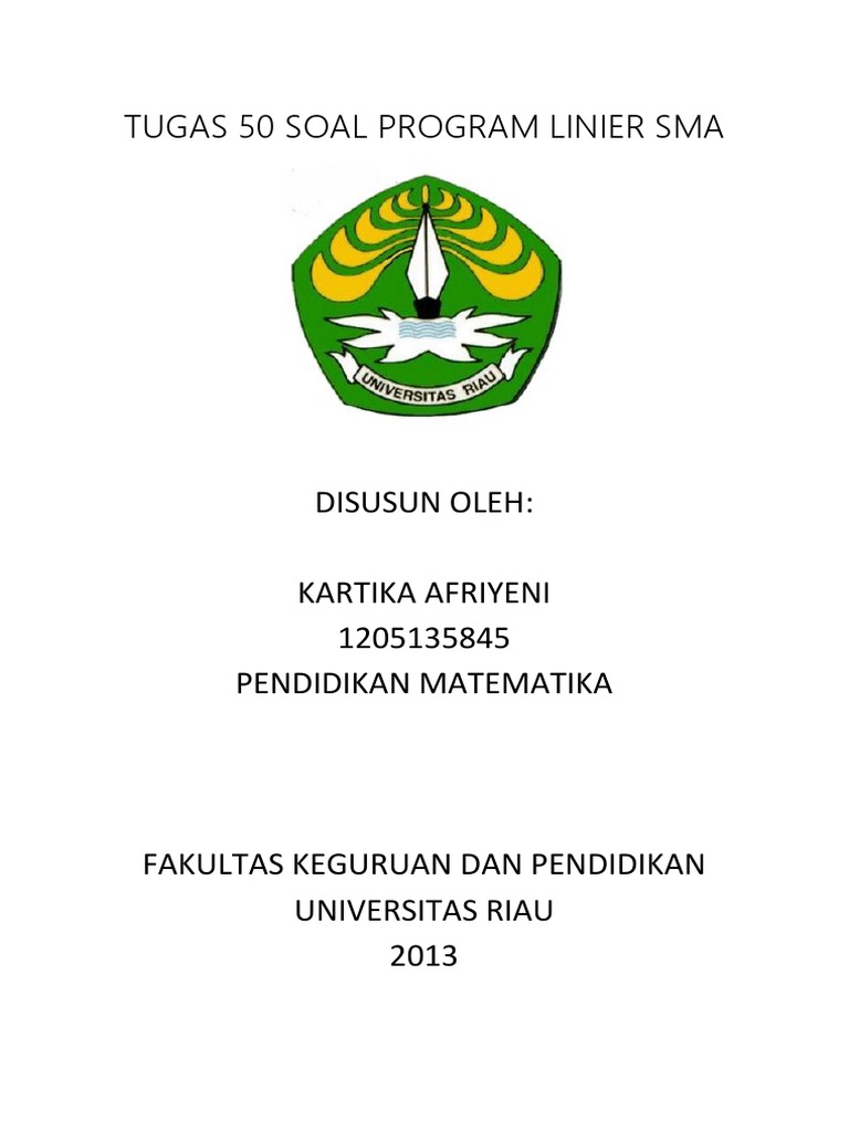 Model Matematika Program Linier SMA | PDF