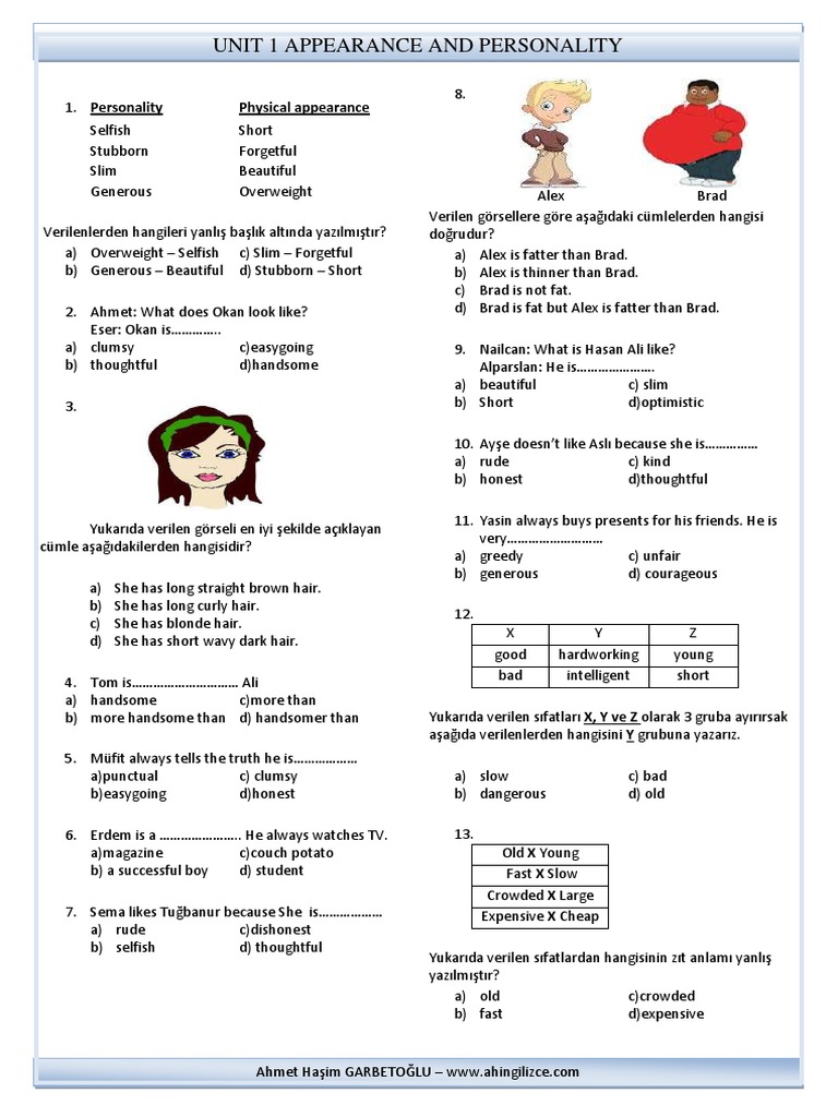 Appearance and Personality Test | PDF