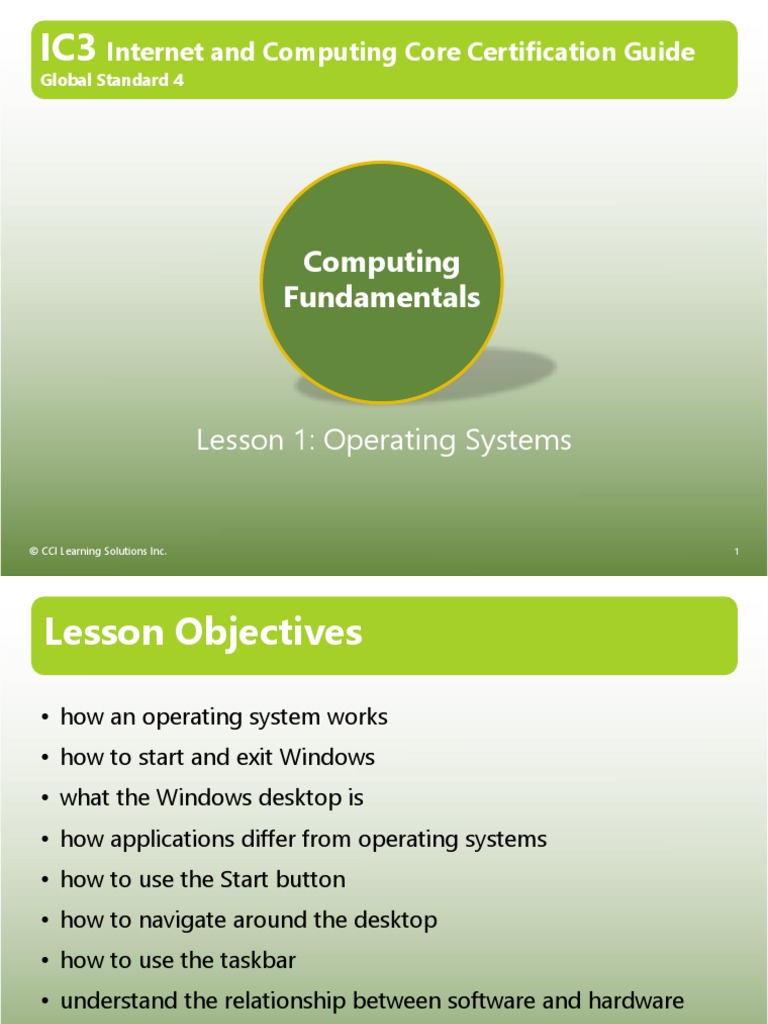 Computing Fundamentals: Internet and Computing Core Certification Guide | PDF | Operating System ...