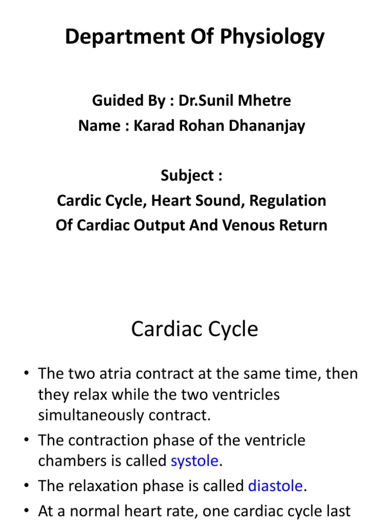 Cardiac Cycle of The Heart PPT 3 | PDF | Diastole | Heart