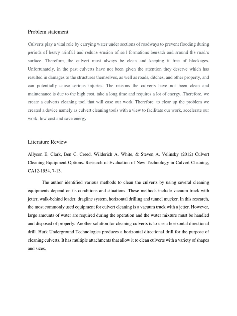 Problem Statement Literature Review | PDF | Road | Water