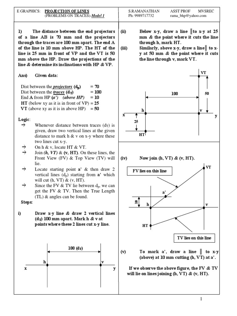 Projections of Lines in Engineering Drawing | PDF | Angle | Elementary ...