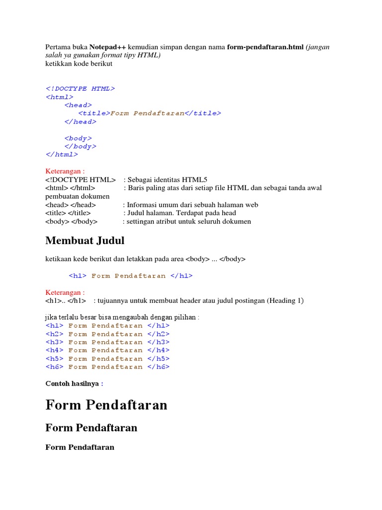 Belajar Buat Form Guna HTML | PDF