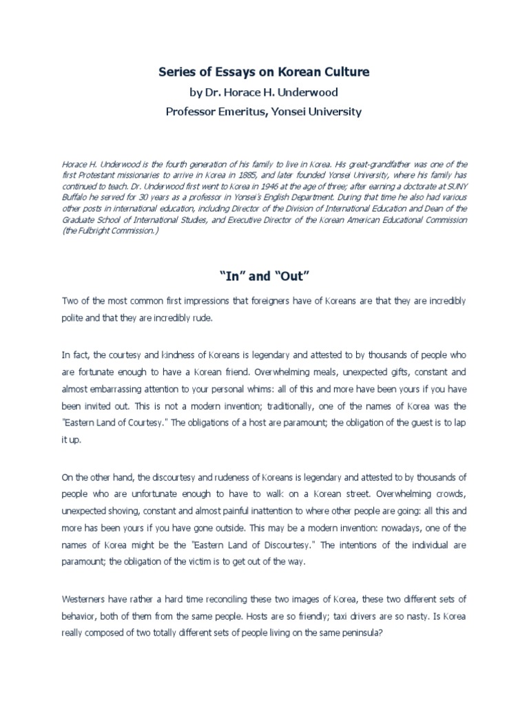 Essays On Korean Culture | PDF | Adoption | South Korea
