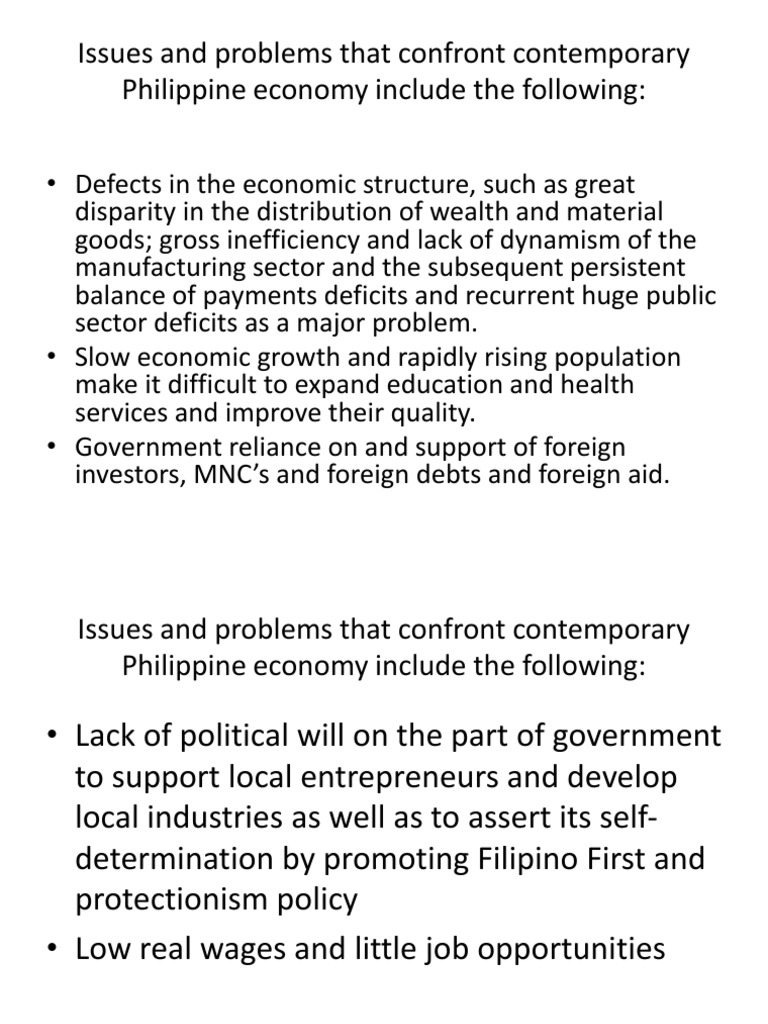 Issues and Problems That Confront Contemporary Philippine Economy ...