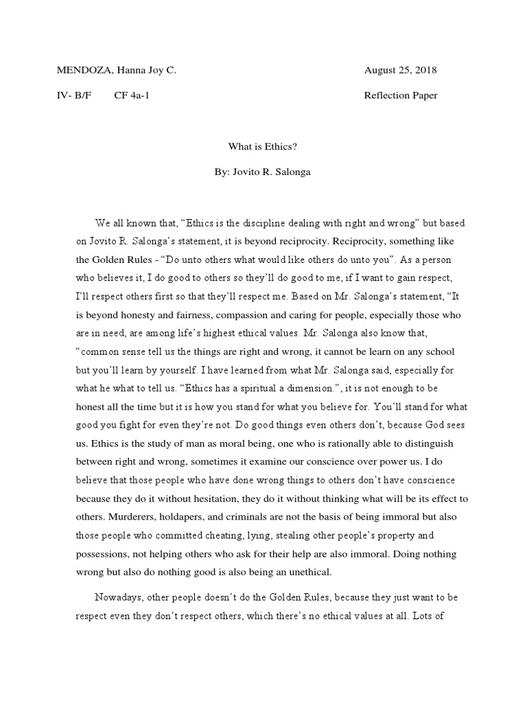 CF 4a Reflection #1 | PDF | Conscience | Stereotypes