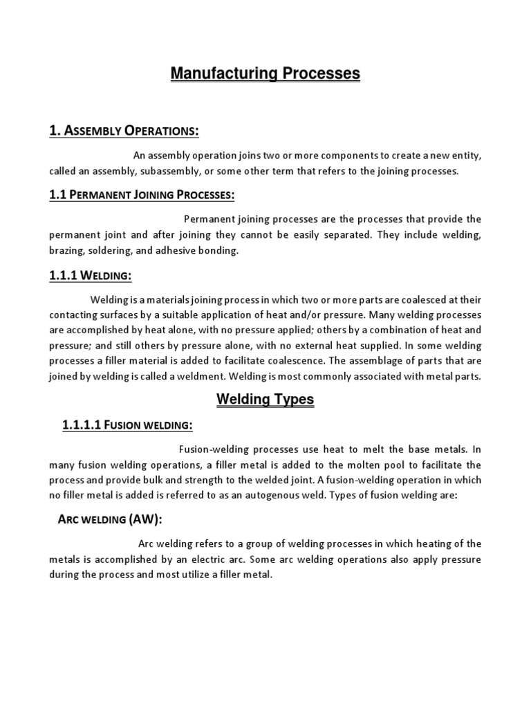 Manufacturing Processes | PDF | Welding | Construction