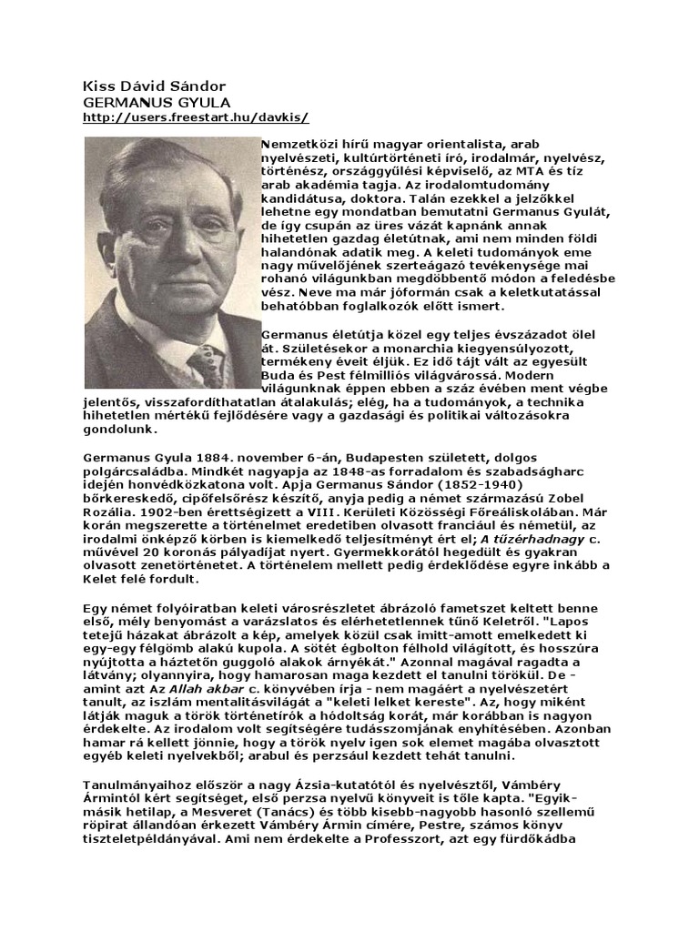 Kiss Dávid Sándor - Germanus Gyula | PDF