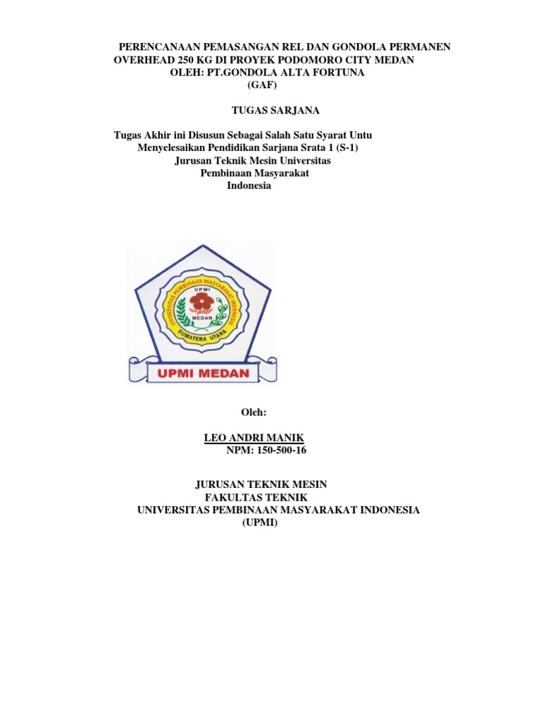 Perencanaan Pemasangan Rel Dan Gondola Permanen | PDF