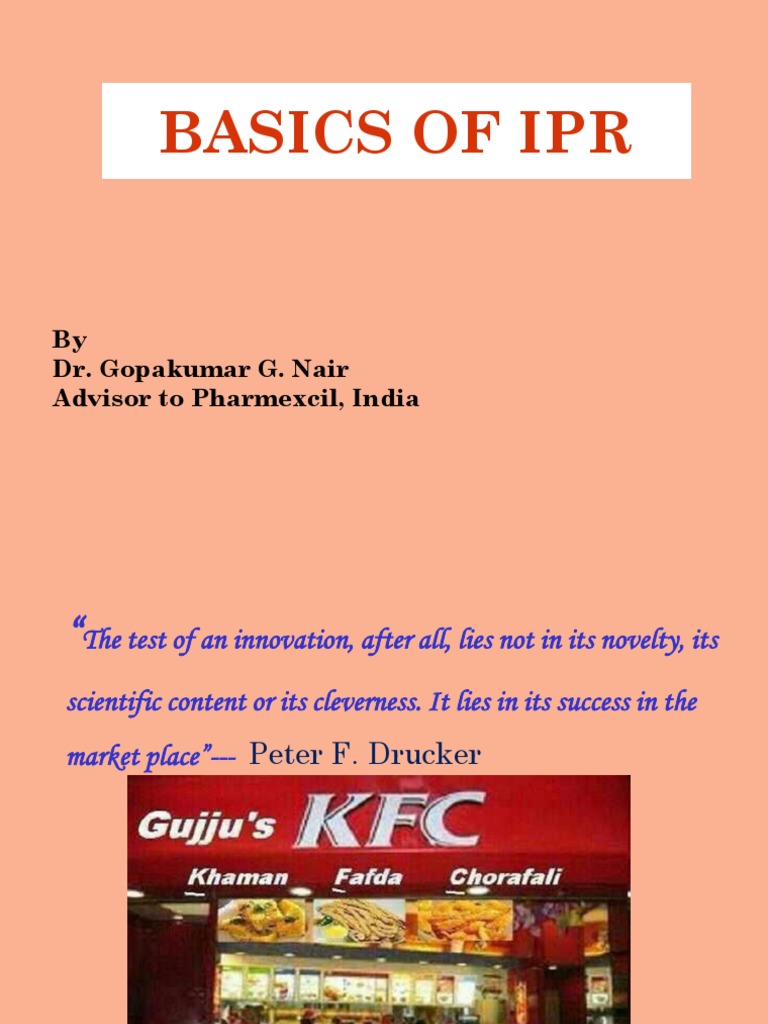 Basics of IPR | PDF | Intellectual Property | Patent