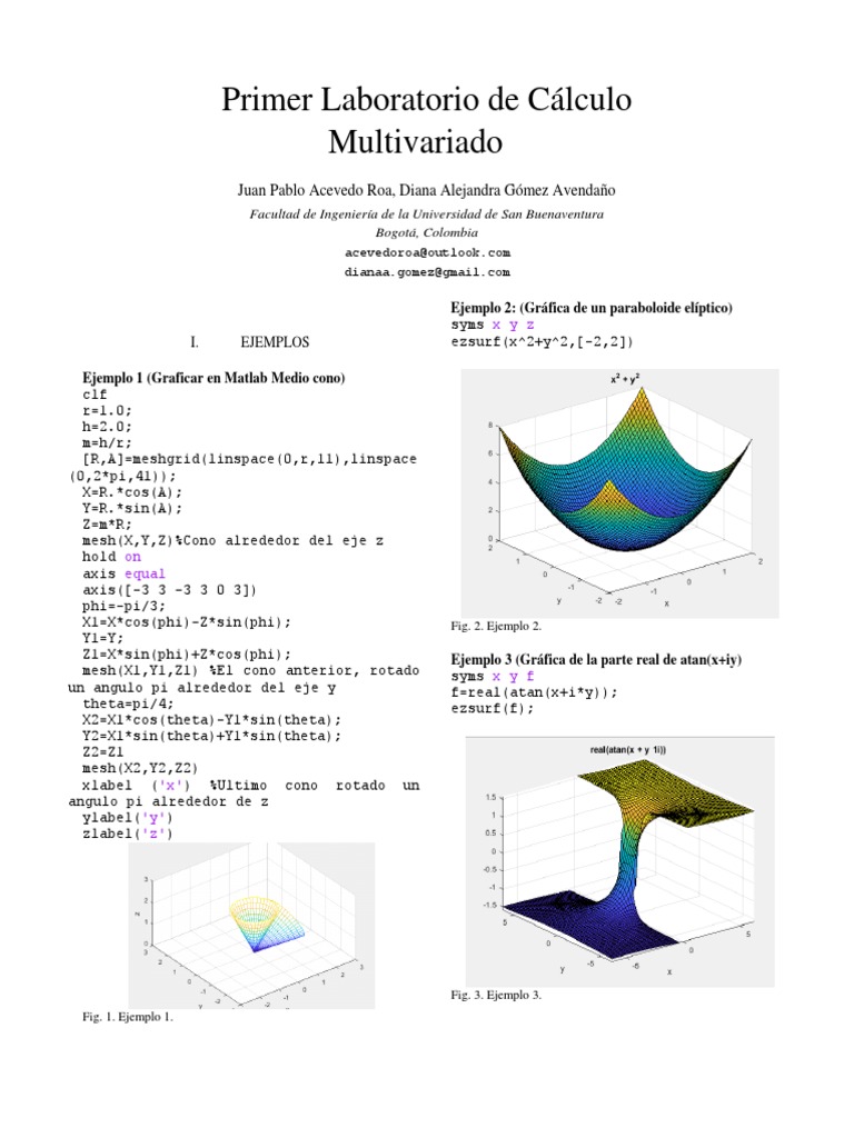 Multivariable Calculus Matlab Guide | PDF | Geometría algebraica ...