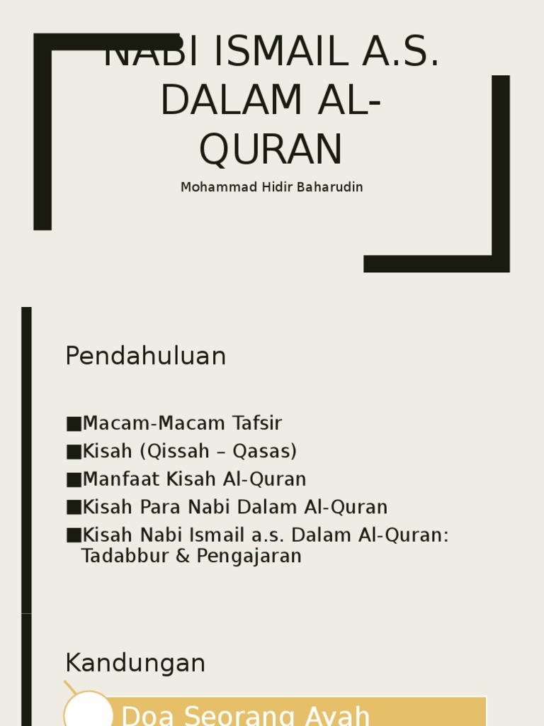 Nabi Ismail A.S. Dalam Al-Quran | PDF