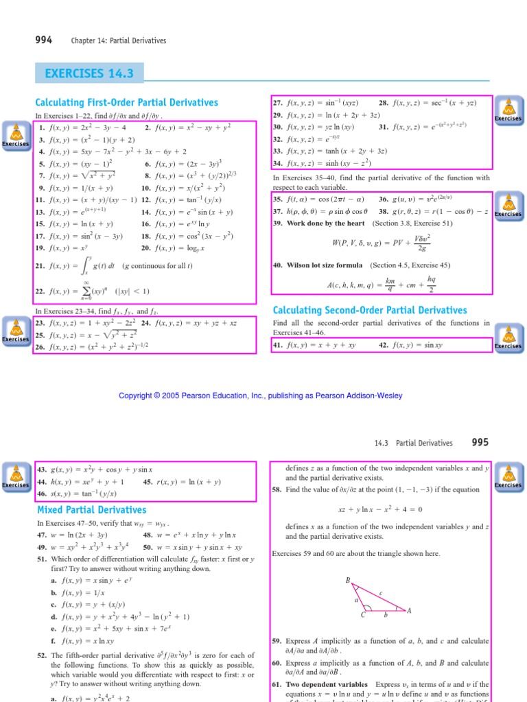 Exercises 14.3: Calculating First-Order Partial Derivatives | PDF | Waves | Derivative