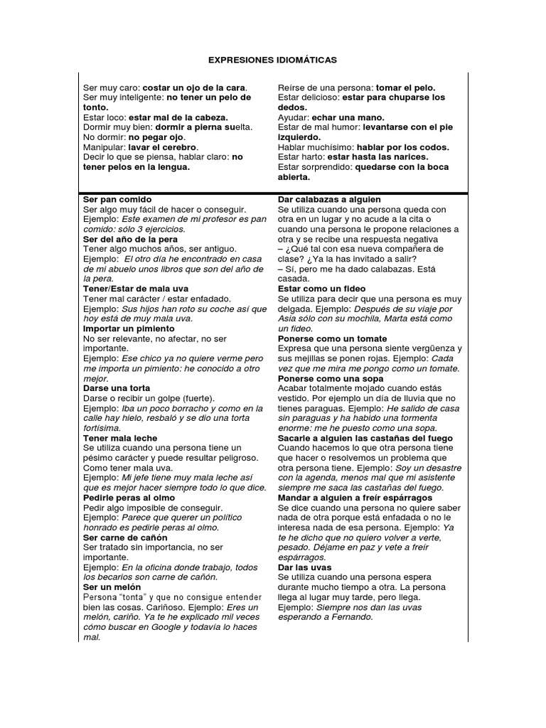 Expresiones Idiomaticas Clases De Inglés/español/portugués Online