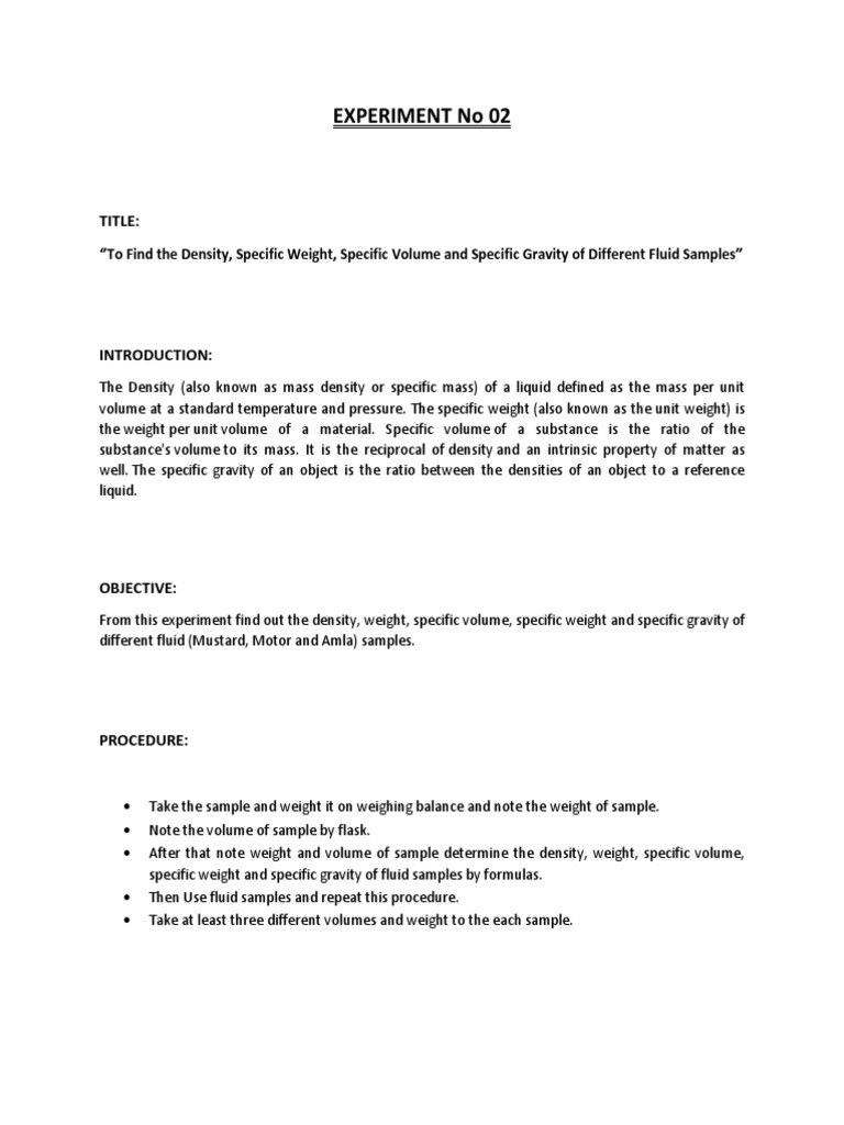 Lab Report 7 | PDF | Density | Weight