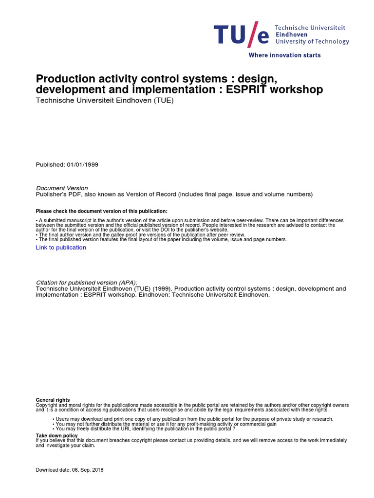 Production Activity Control Systems: Design, Development and ...