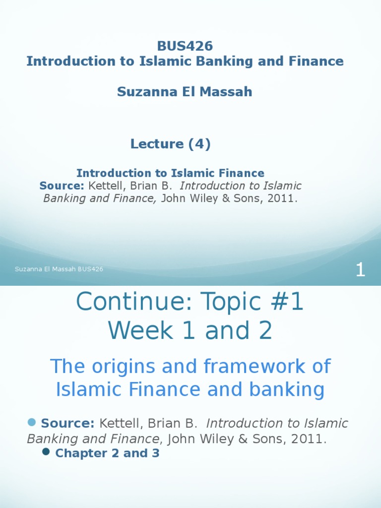 BUS426 Introduction To Islamic Banking and Finance Suzanna El Massah | PDF | Islamic Banking And ...