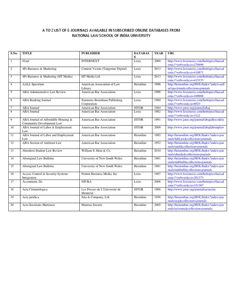 E Journals 2018 | PDF | American Bar Association | Lexis Nexis