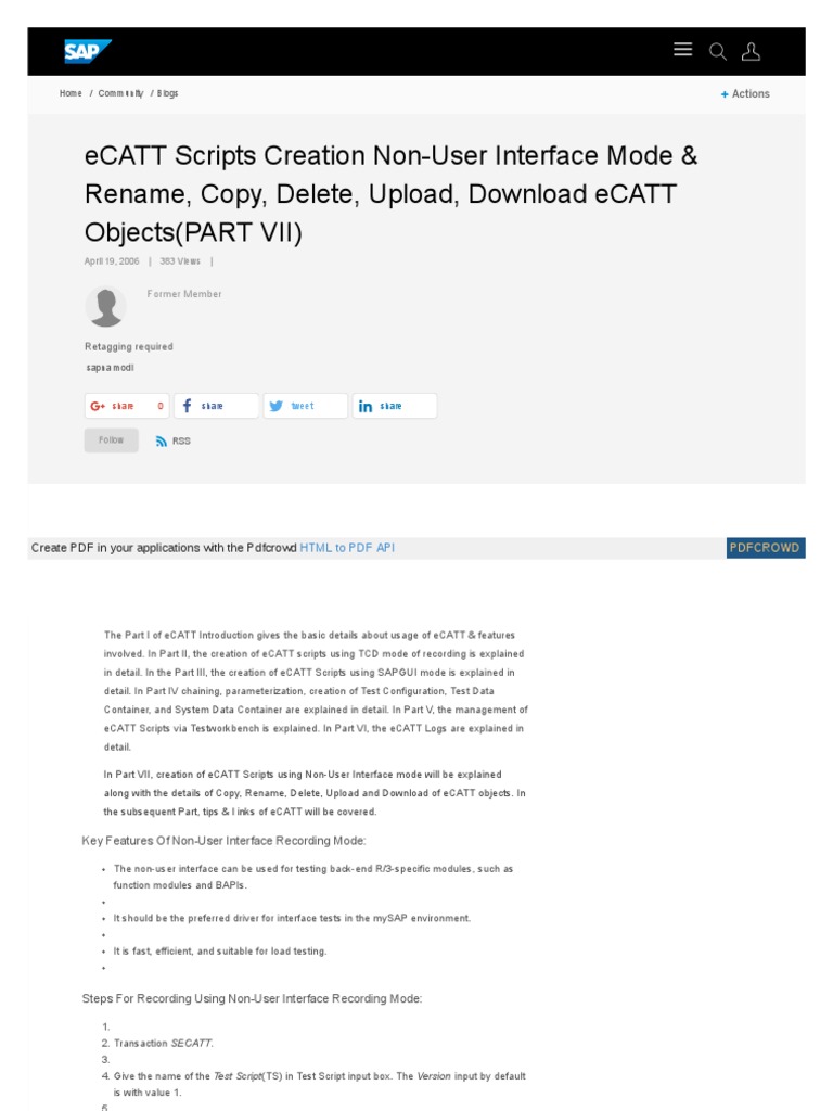 Blogs Sap Com 2006 04 19 Ecatt Scripts Creation Non User Int Pdf Application Programming 