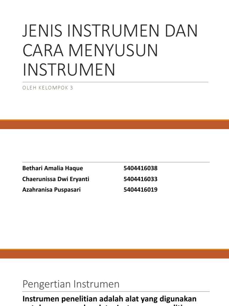 Jenis Instrumen Dan Cara Menyusun Instrumen | PDF