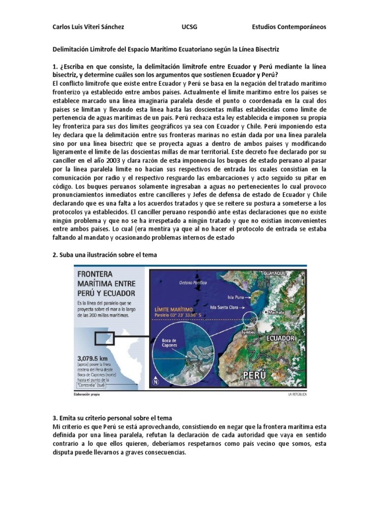 Delimitación Limítrofe Del Espacio Marítimo Ecuatoriano Según La Línea ...