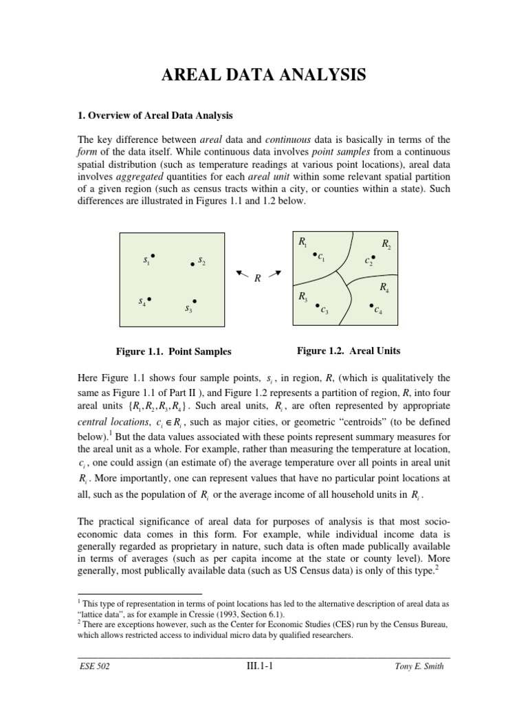 1 Overview of Areal Data Analysis | PDF | Regression Analysis | Spatial Analysis
