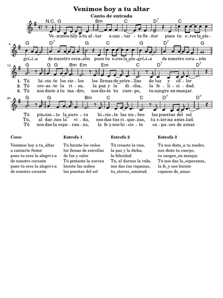 Venimos Hoy A Tu Altar | PDF