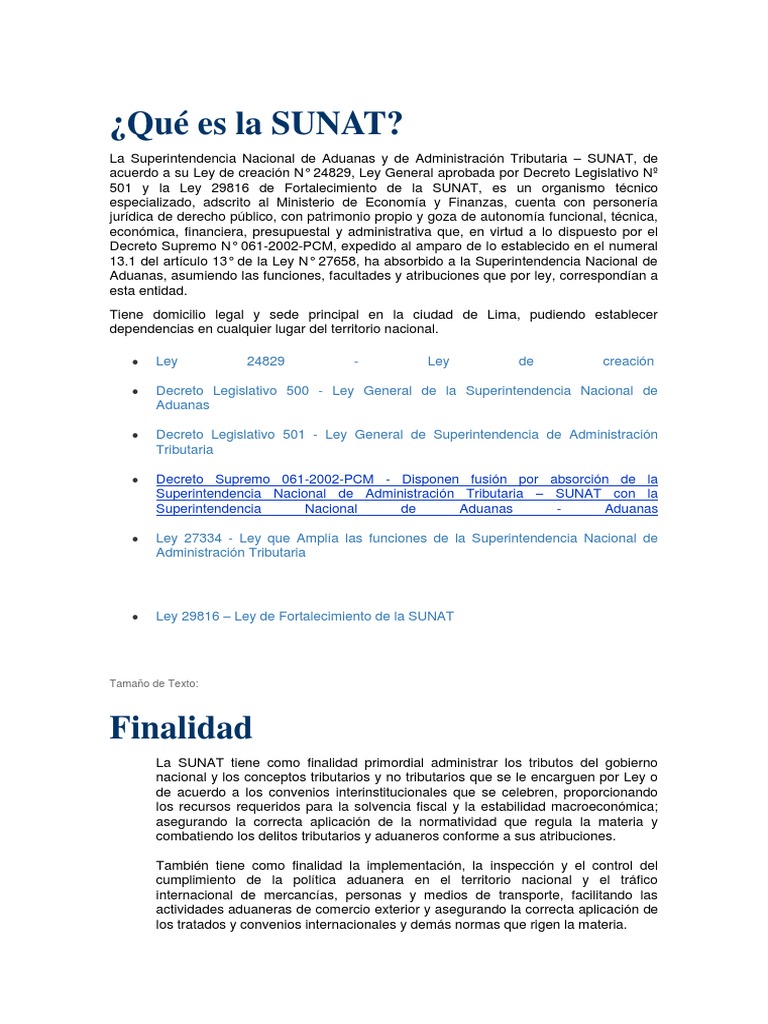 Qué Es La SUNAT | PDF | Impuestos | aduana