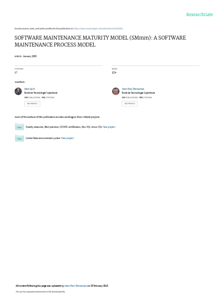 Software Maintenance Maturity Model (SMMM) : A Software Maintenance ...