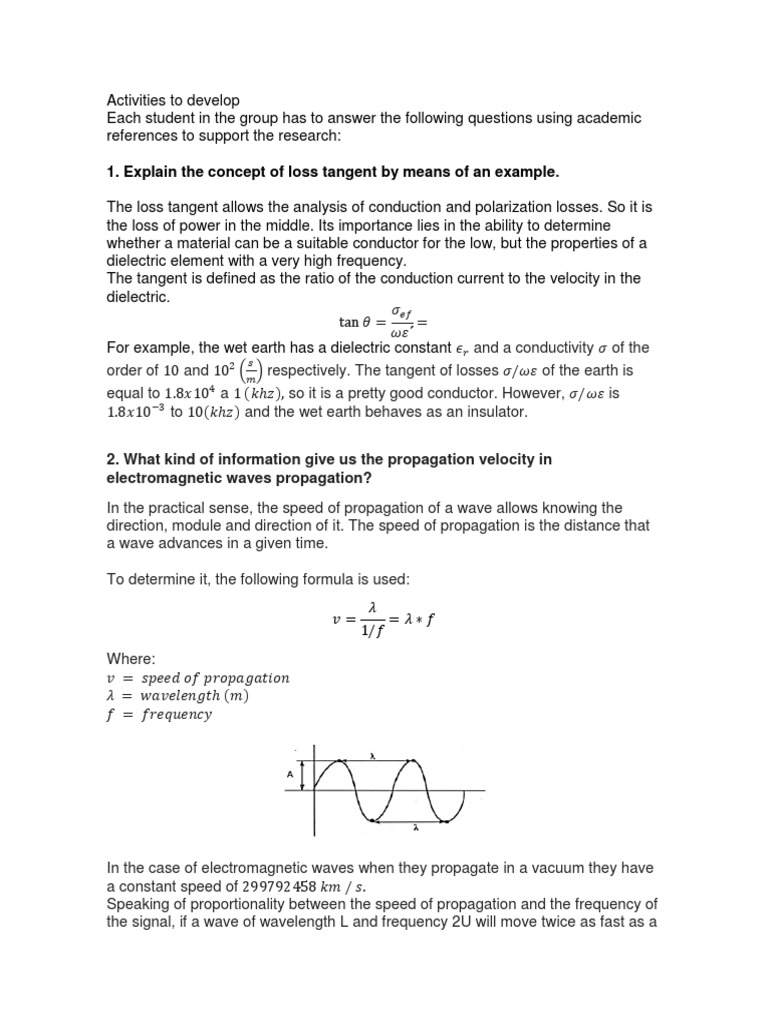 Explain The Concept of Loss Tangent by Means of An Example | PDF ...