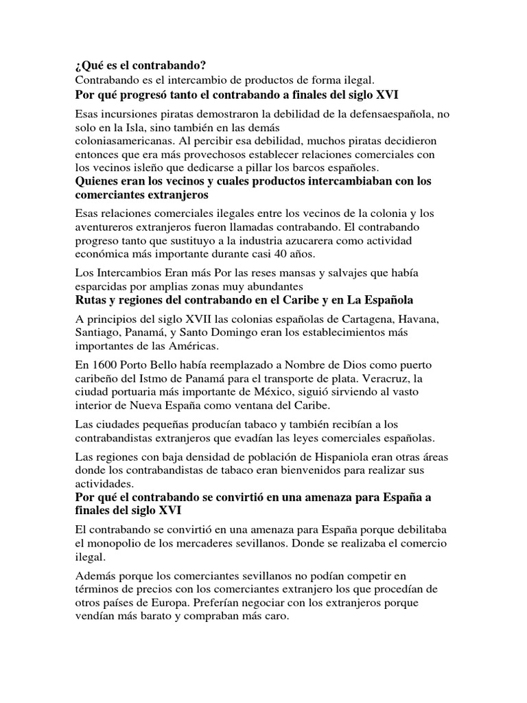Qué Es El Contrabando | PDF