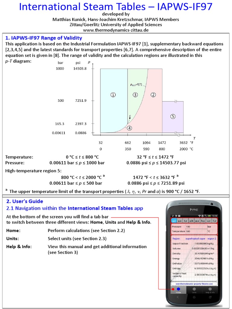 IAPWS IF97 Range of Validity: P T Diagram | PDF | Enthalpy | Heat