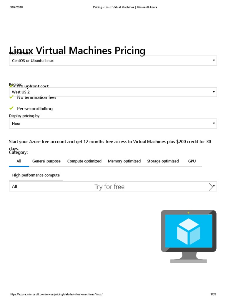Pricing - Linux Virtual Machines - Microsoft Azure | PDF | Virtual ...