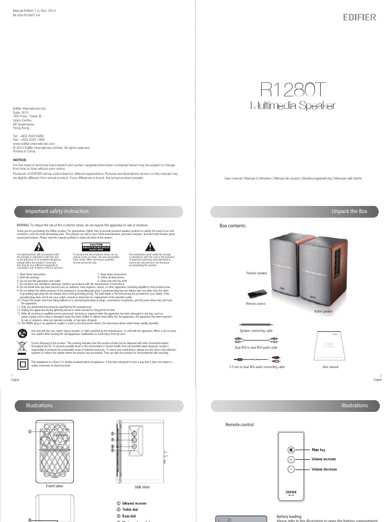 Edifier Studio r1280t 20 Speaker Set | PDF | Electrical Engineering ...