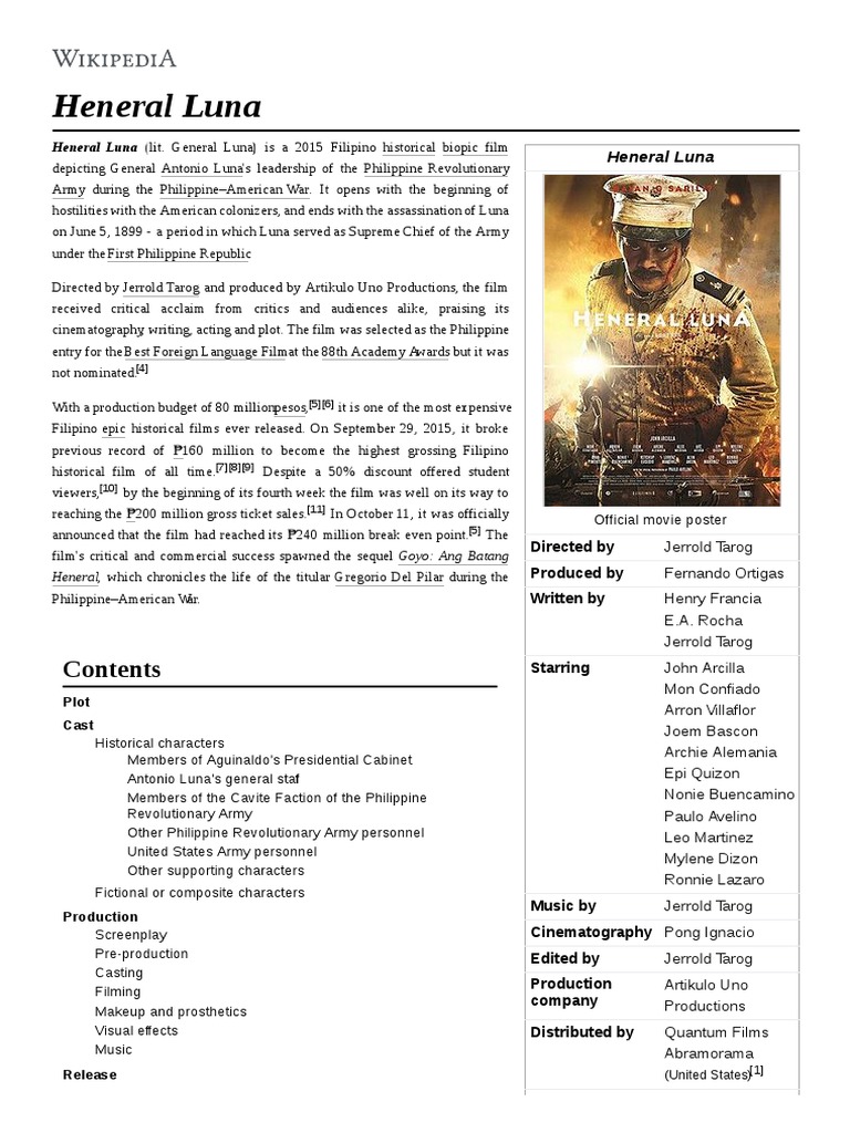 Heneral Luna: Heneral Luna (Lit. General Luna) Is A 2015 Filipino ...