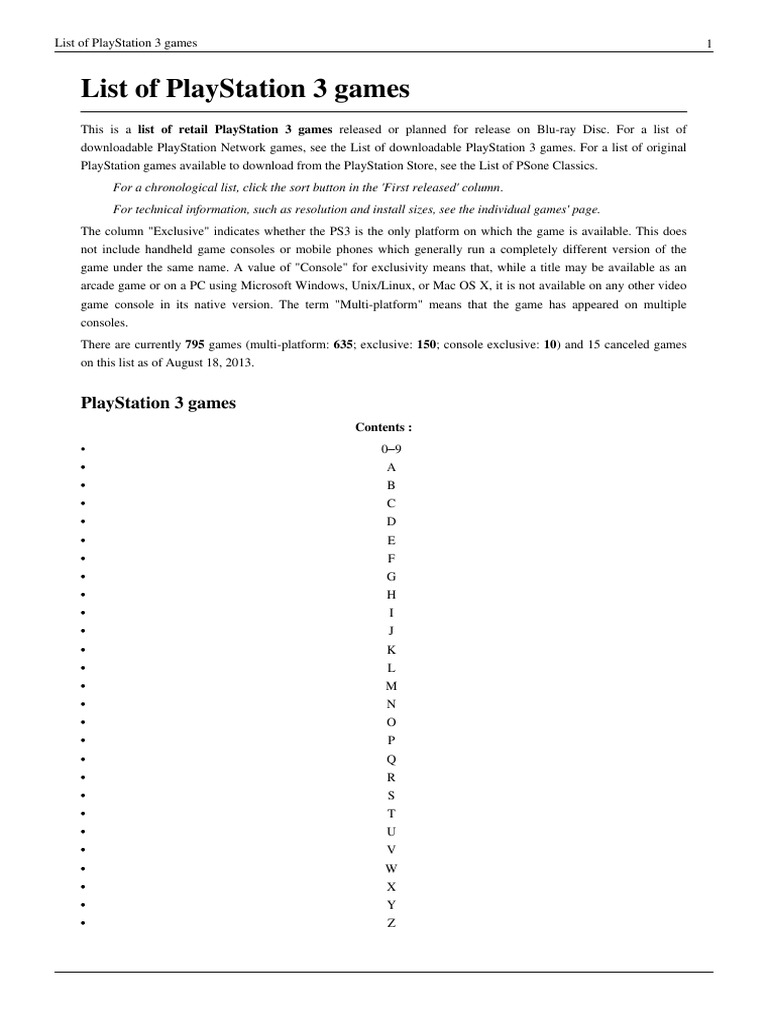 PS3 Game List & Exclusives | PDF | Play Station 3 | Publishers