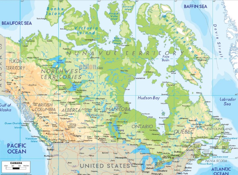 Mapa Físico de Canadá | PDF