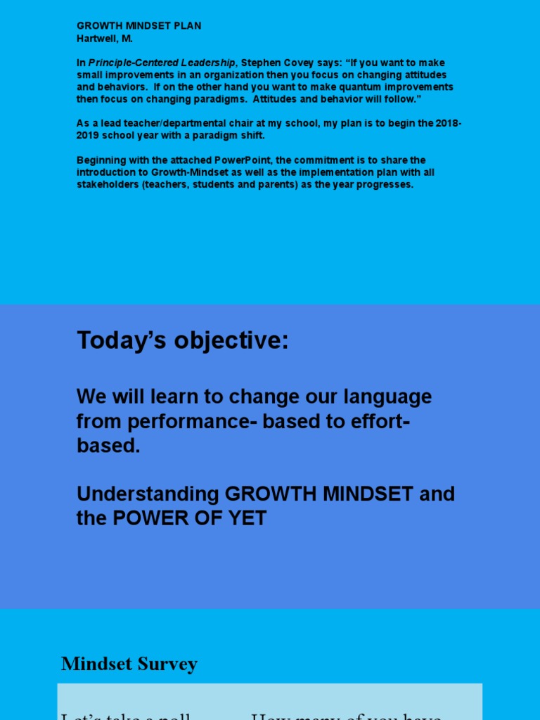 Growth Mindset Plan 5313 | PDF | Mindset | Teachers