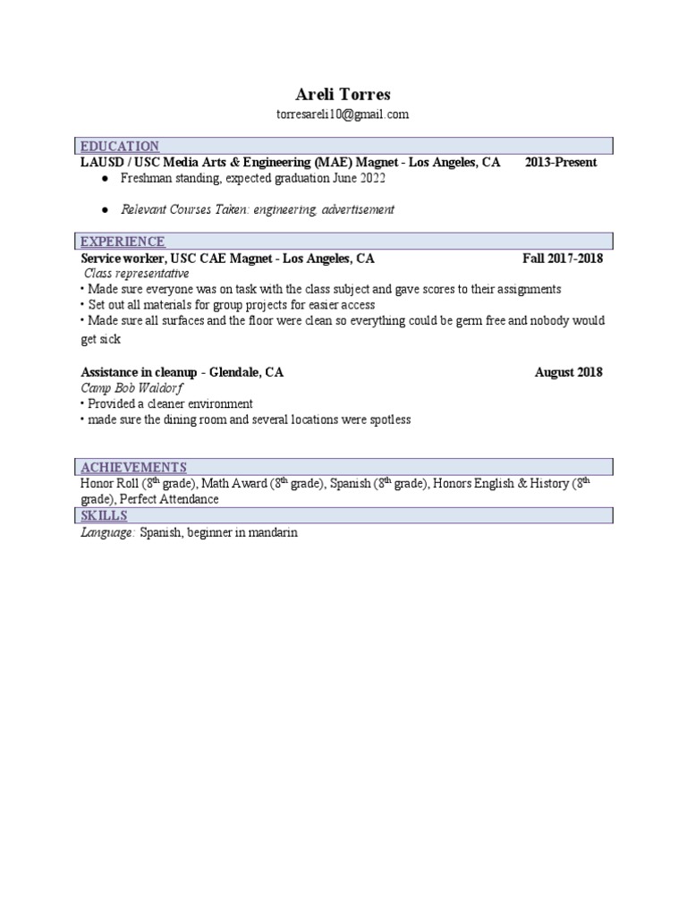 Areli Torres: Education | PDF