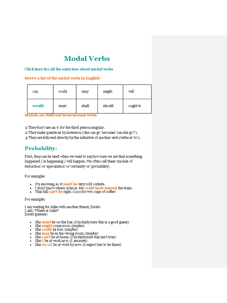 Homework Modal Verbs | PDF | Linguistic Typology | Linguistic Morphology