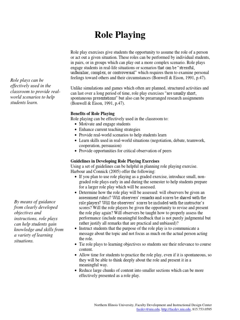 Role Playing PDF | PDF | Pedagogy | Learning
