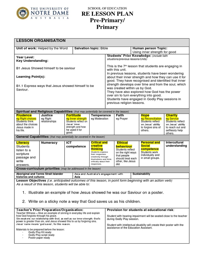 Re Lesson Plan Lesson B | PDF | Forgiveness | Jesus