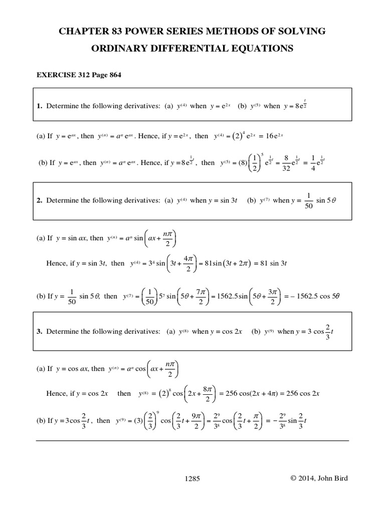 Chapter 83 Power Series Methods of Solving Ordinary Differential ...