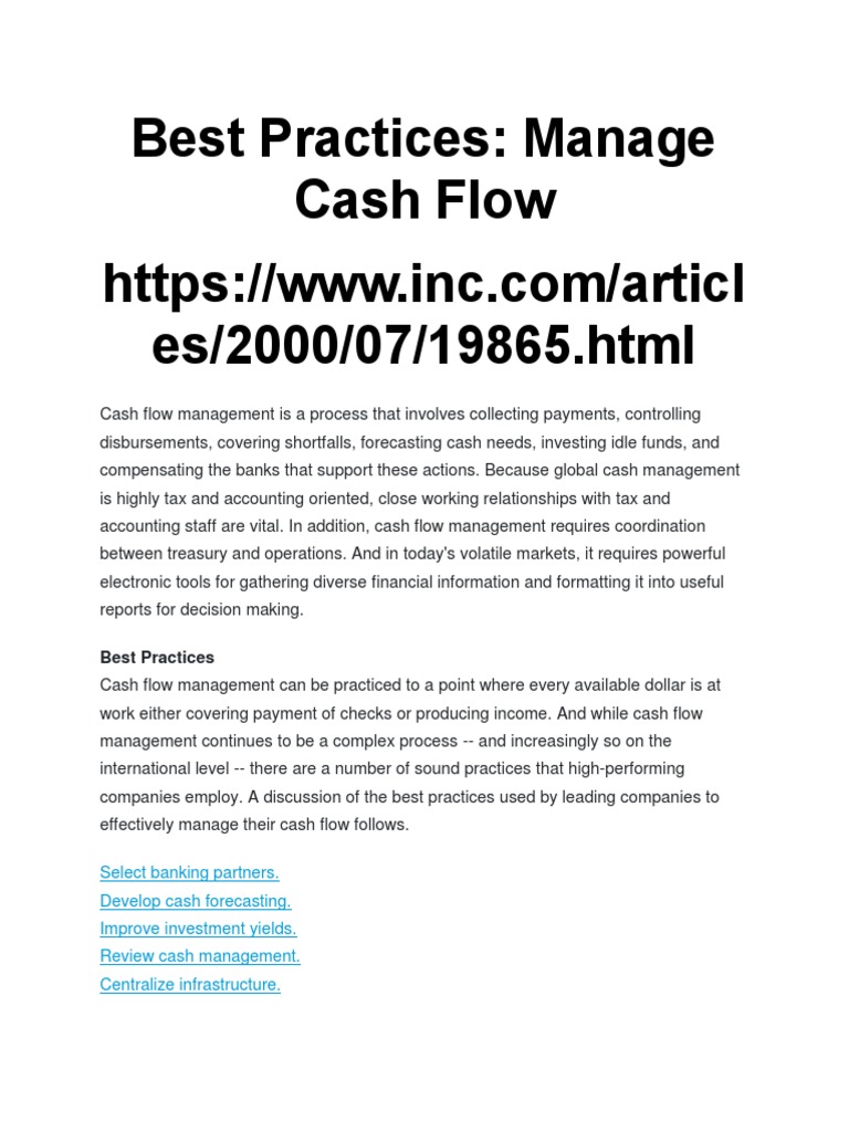 Best Practices Cash | PDF | Overdraft | Forecasting