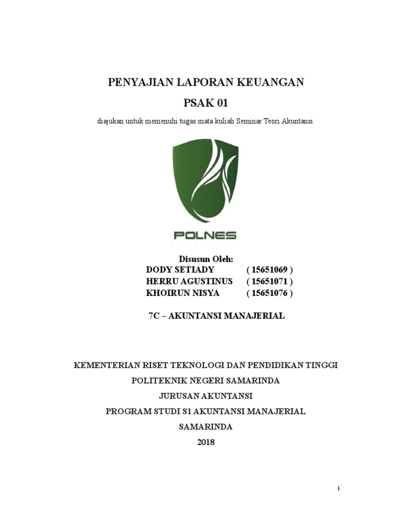 Komponen Laporan Keuangan PSAK 1 | PDF | Bisnis | Pengelolaan Keuangan ...