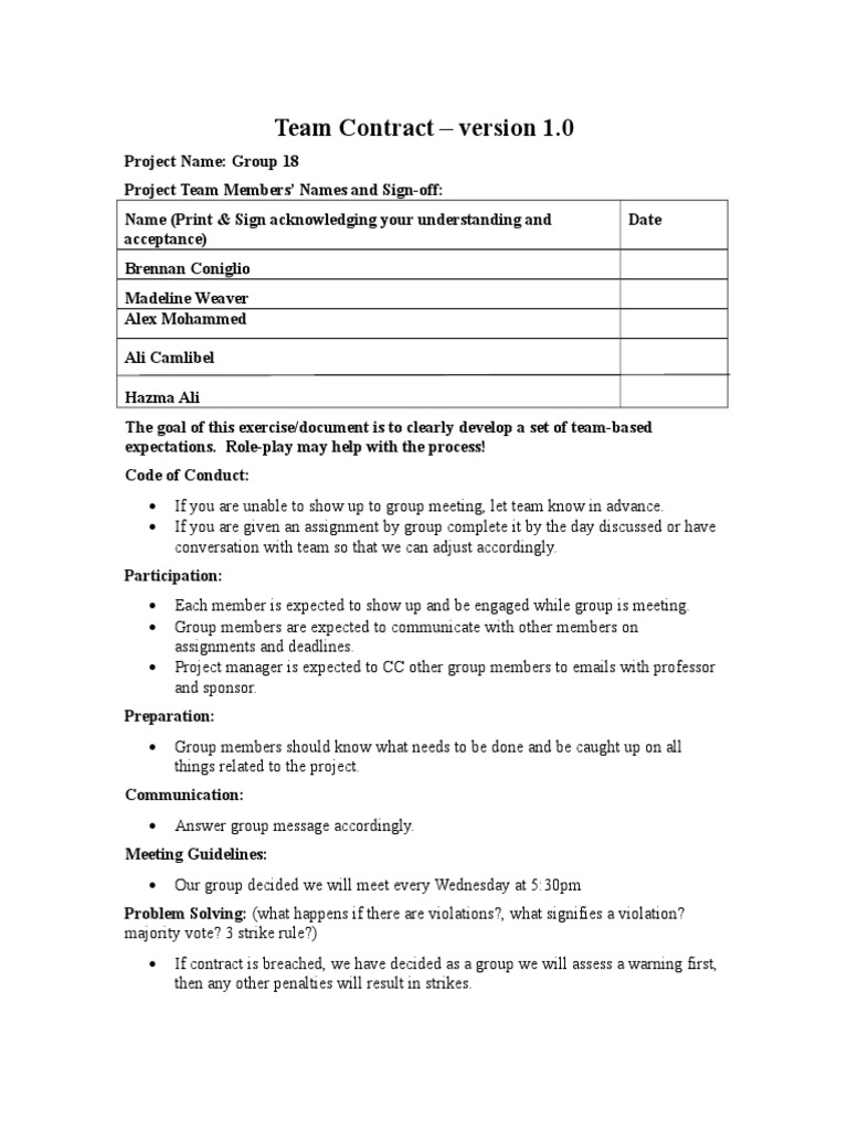 team contract project management